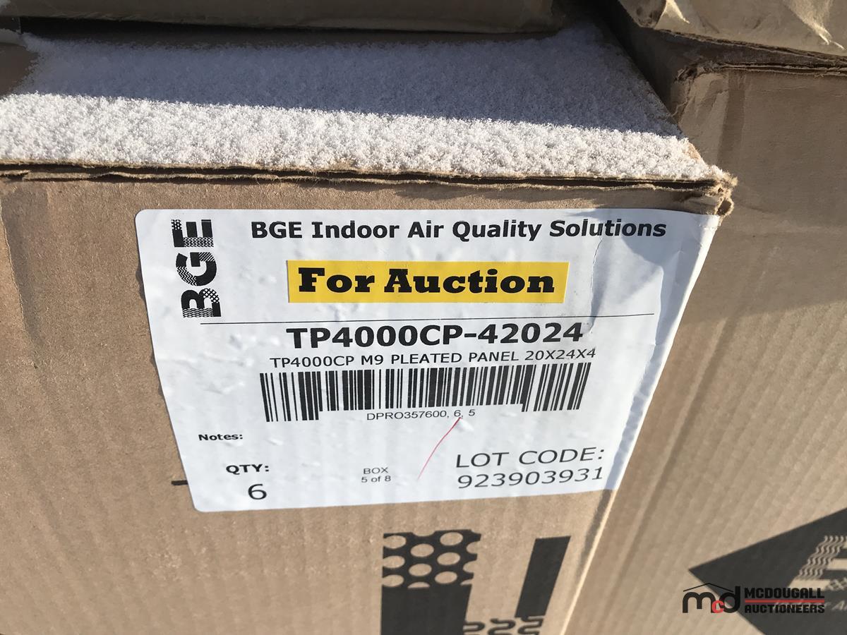 Pallet of BGE Filters, Metal Riga-Flo, Bosch Case, Tool Bag & Pleated Panel