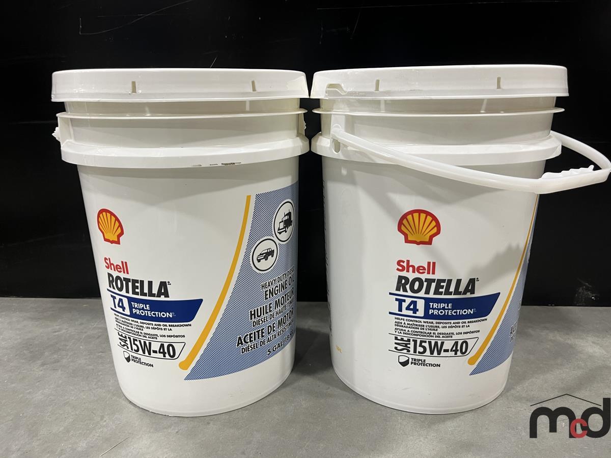 (2) Shell Rotella SAE 15W-40 5-Gallon Bucket of Engine Oil