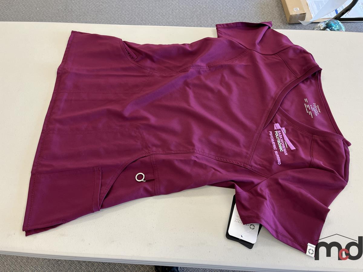 Tray of Assorted Scrub Top Uniform w/ Embroider "Saskatchewan ...
