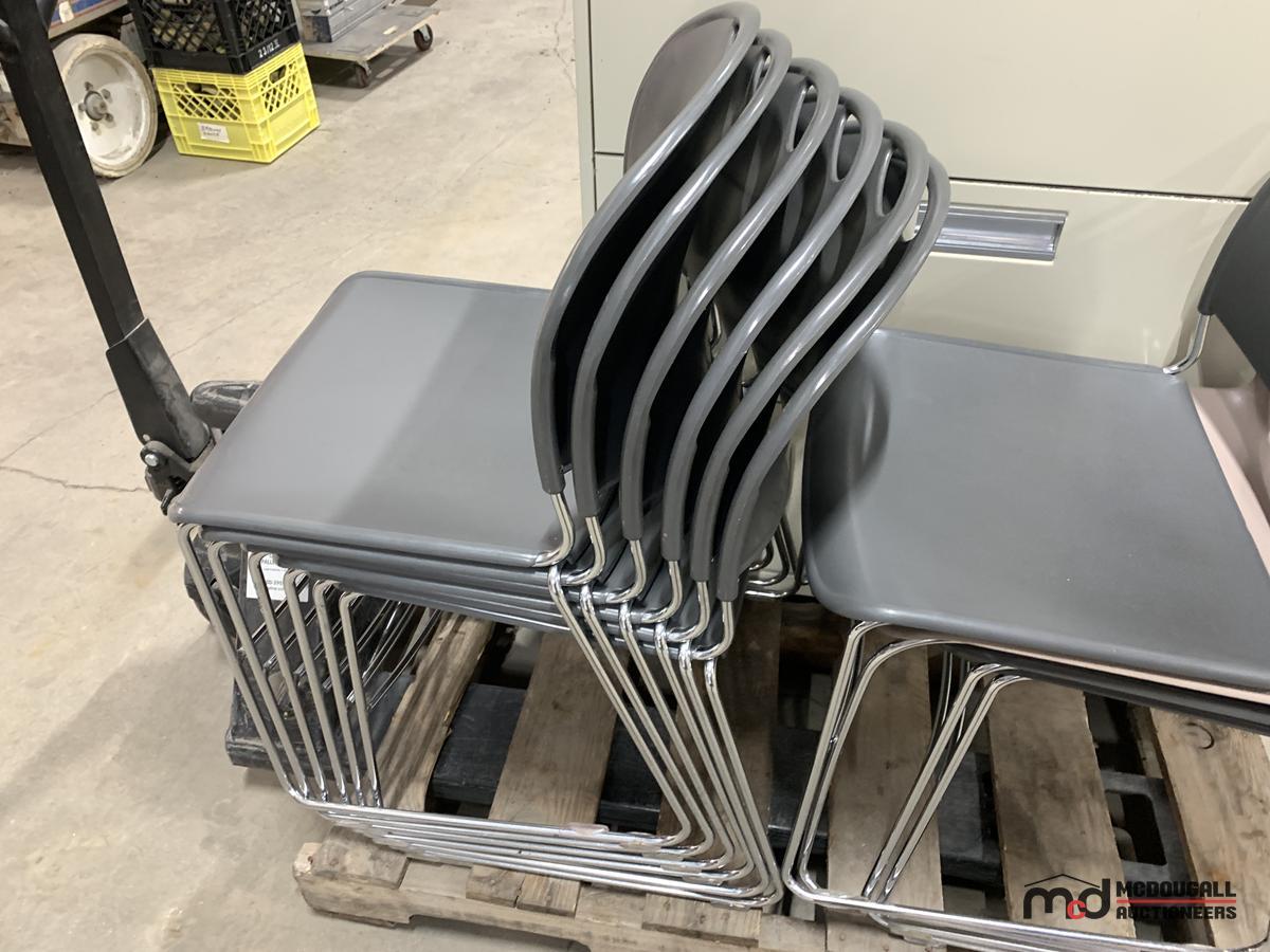 (10) Stacking Chairs & Filling Cabinet