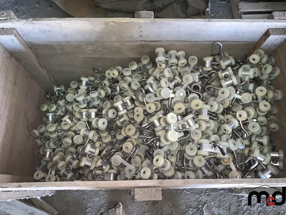 Wood Crate of Rolling Hooks