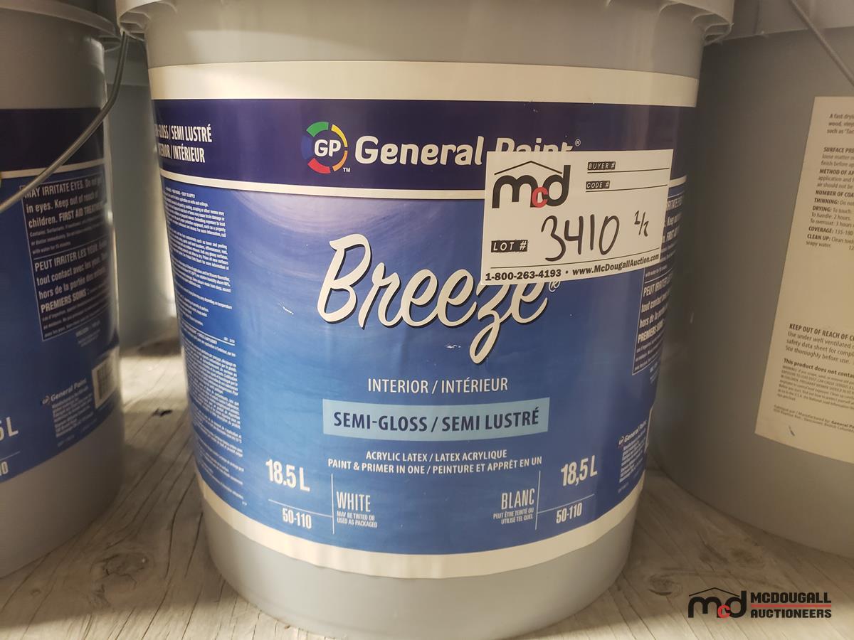 (2) Pails of General Paint Breeze Interior Eggshell/Semi Gloss