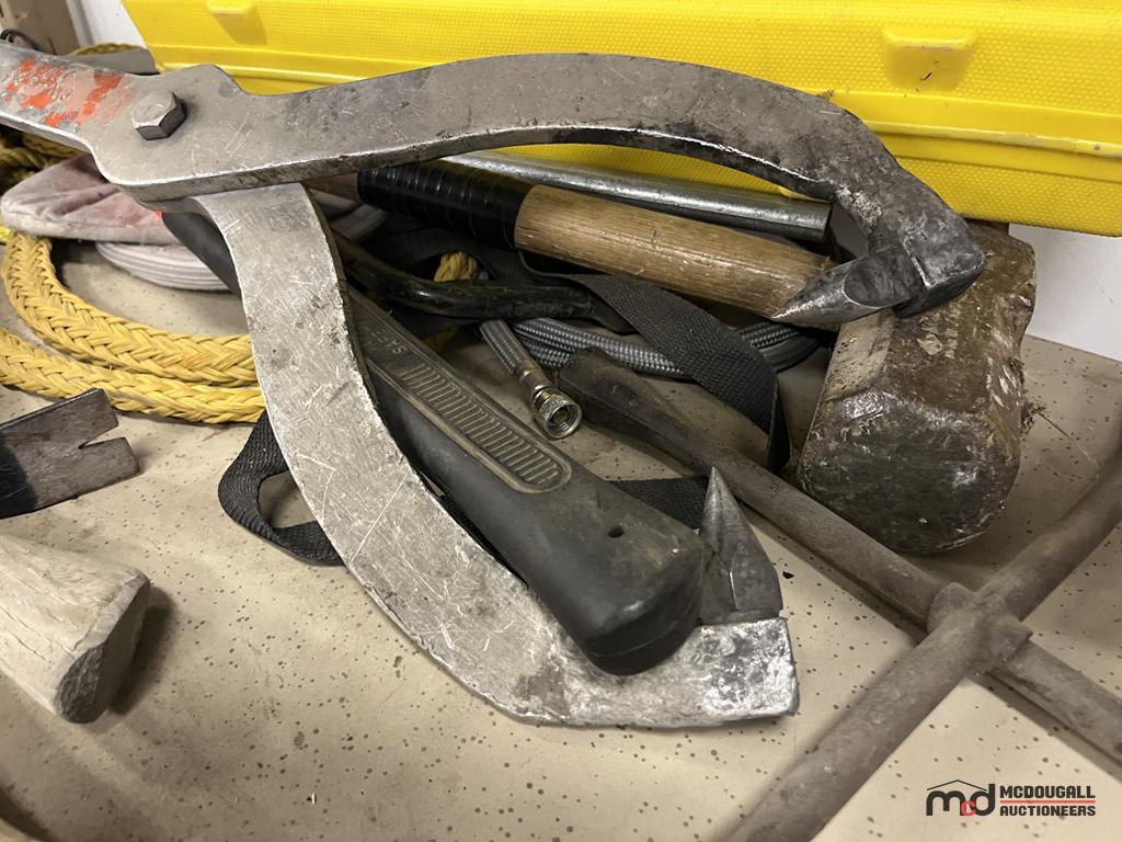 Assorted Axe, Sledge Hammer, Leveling Device and More