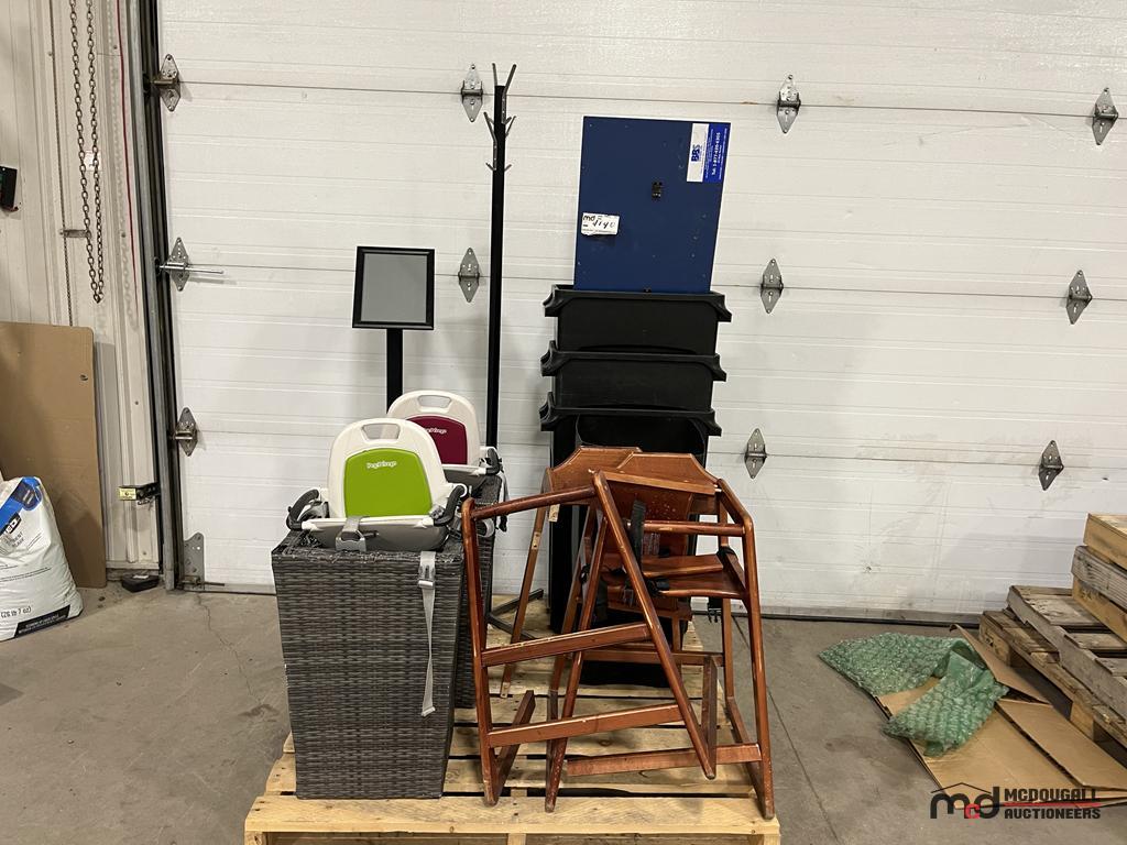 Garbage Bins, Booster Chairs, Coat Stand and More