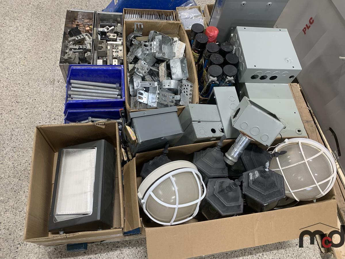 Pallet of Misc. Electrical, Boxes & Light Fixtures