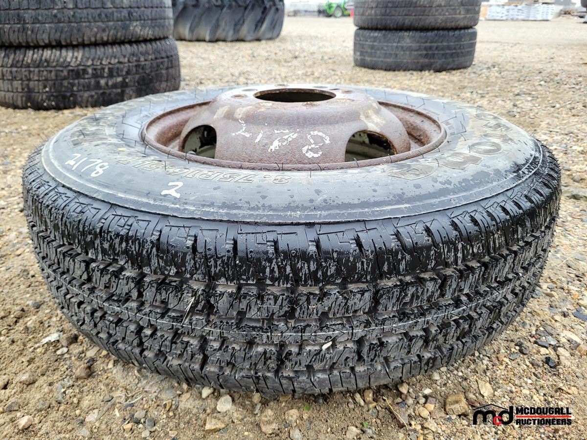 (2) Firestone Tires on Steel Dually Wheels