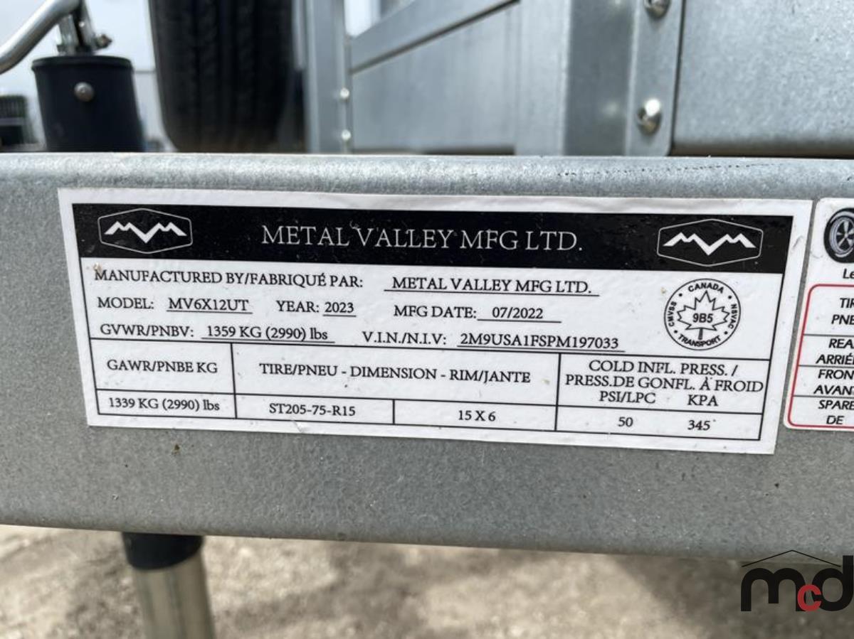 2023 Metal Valley Manufacturing Ltd Utility Trailer
