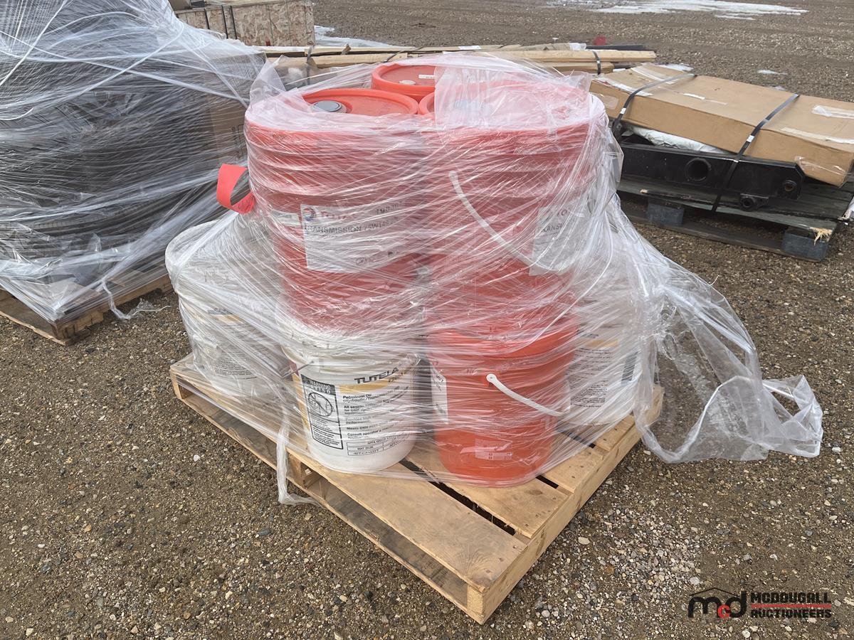 Pallet of Misc. Pails of Fluids