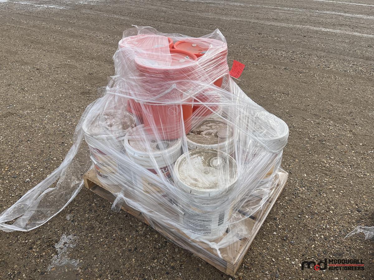 Pallet of Misc. Pails of Fluids
