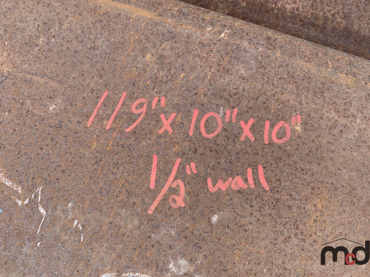 125'' x 8'' x 8'' (1/4) and 119'' x 10'' x 10'' (1/2) Steel Square Tubing