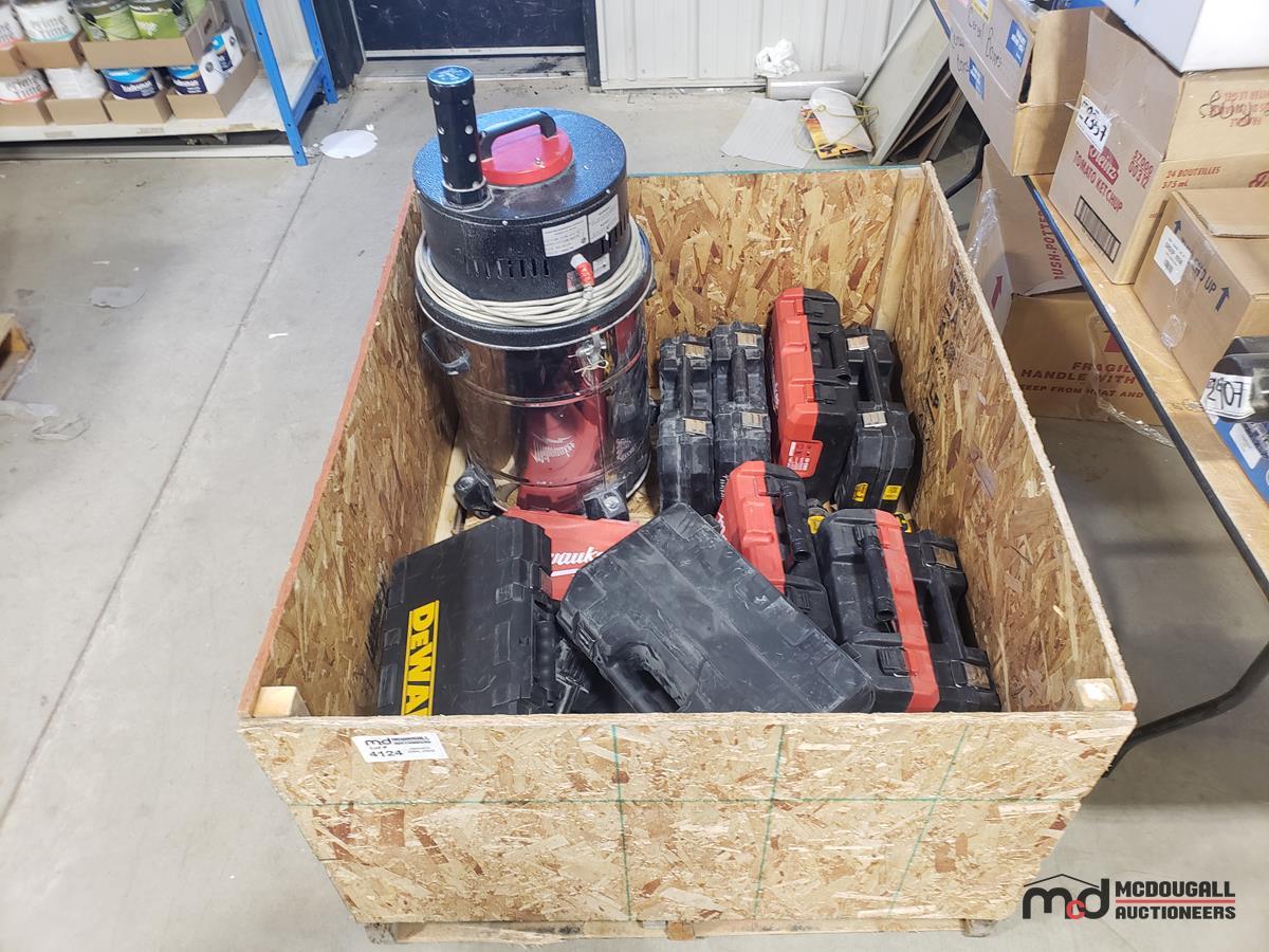 Crate of Empty Power Tool Cases & Vacuum
