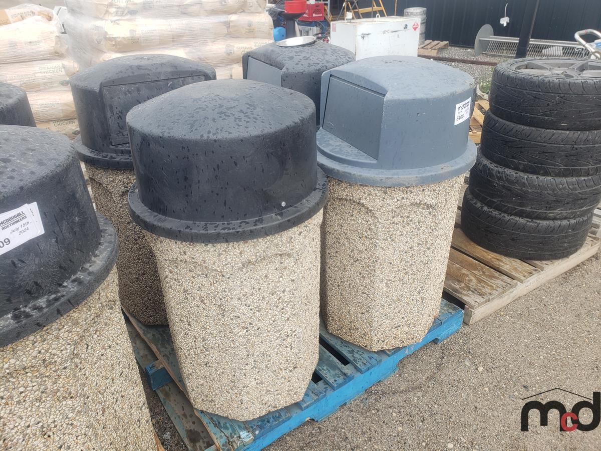 Pallet of Stone Garbage Cans (Approx. 4)