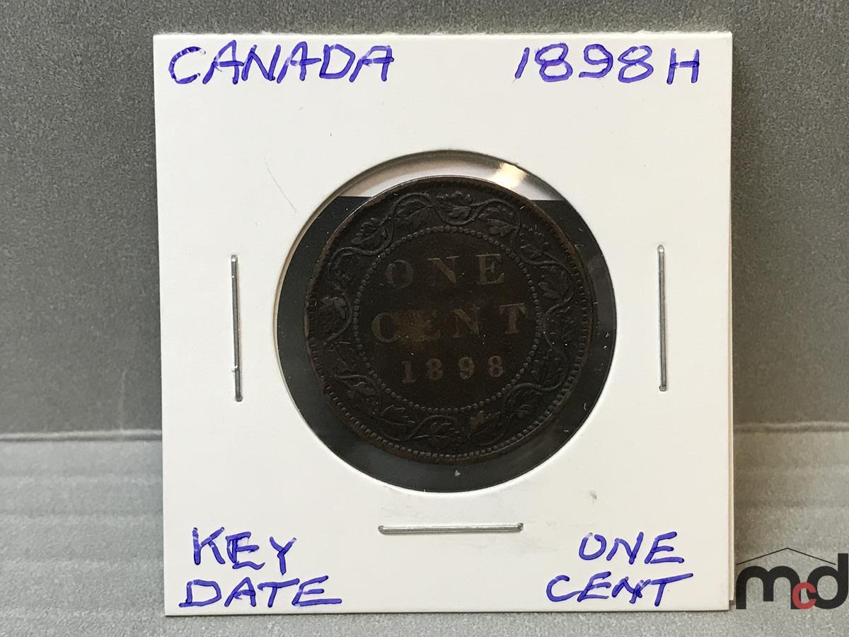 1898 H Canada Large 1 Cent Coin - Key Date