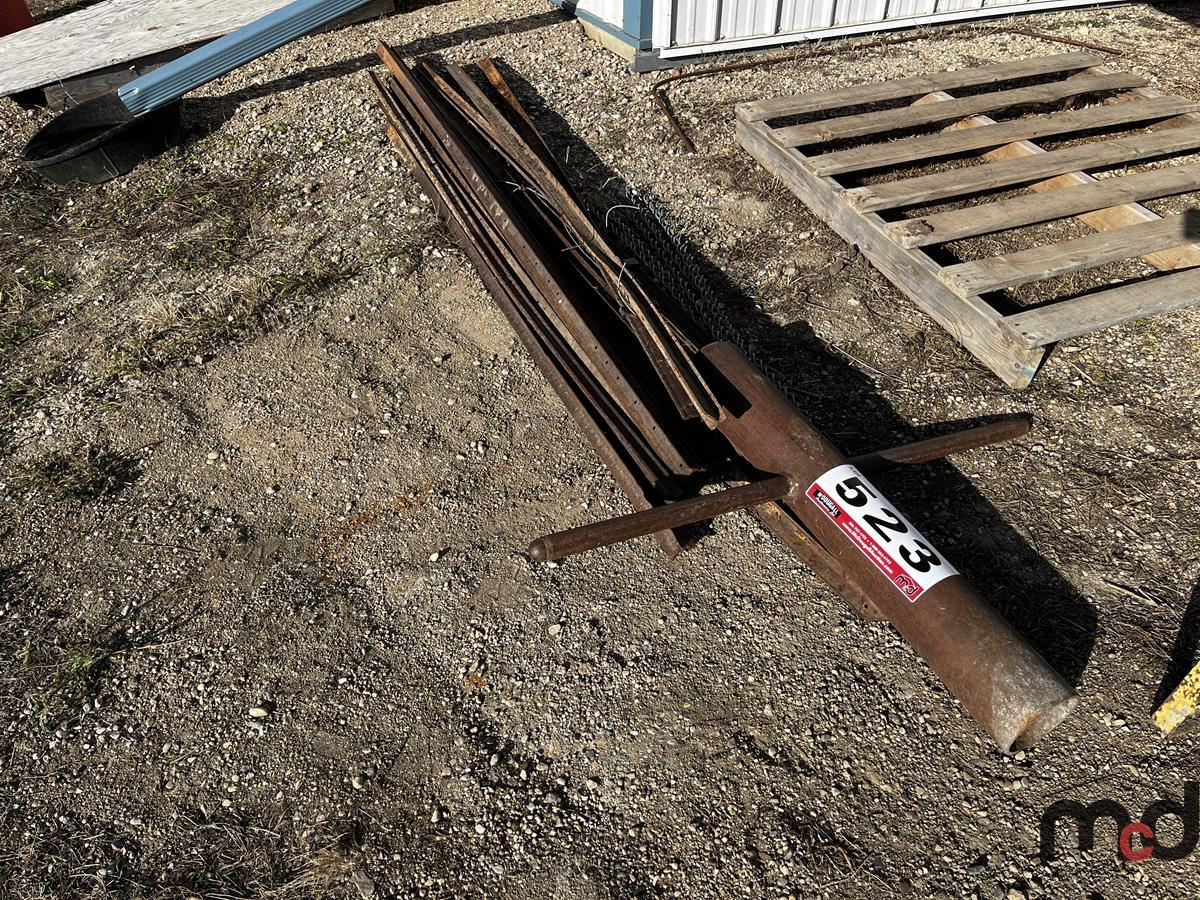 (12) Metal Fence Posts, Spacers and Hand Post Pounder