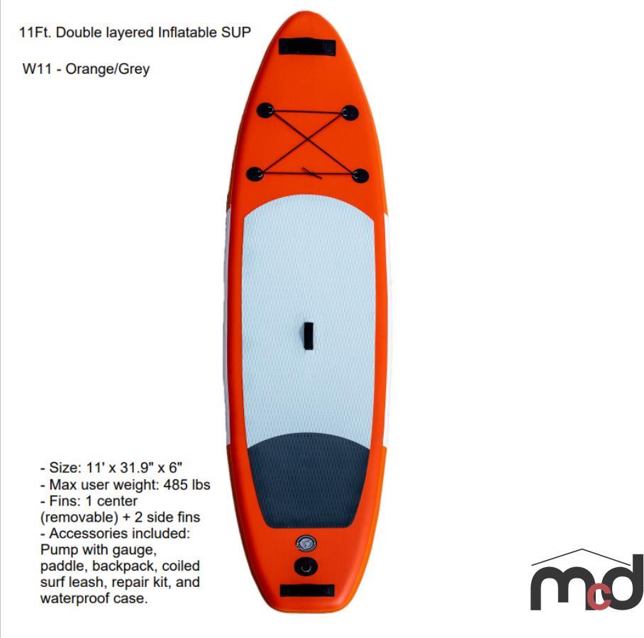 11' Double Layered Inflatable Stand Up Paddle Board w/ Accessories