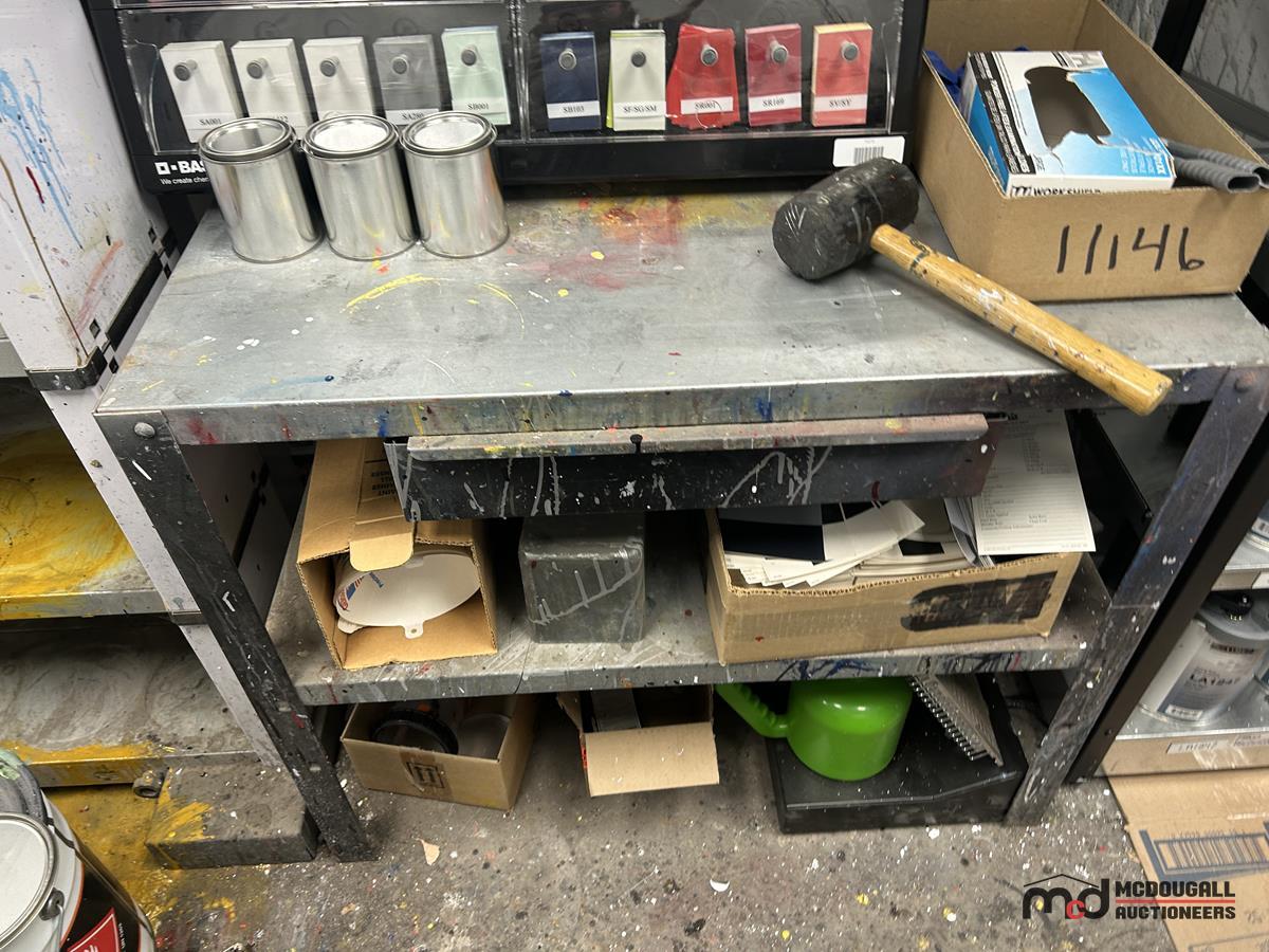 Contents of Paint Mixing Room Including Racks, Scales and More