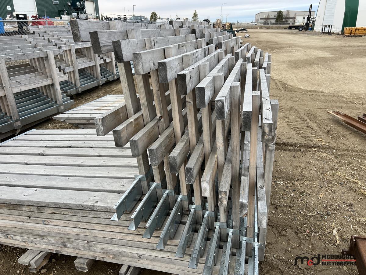 Assortment of Wooden Steel Framed Platforms & Steel Beams