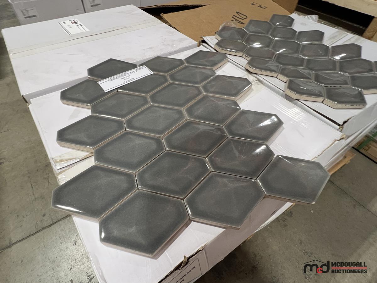 Geoscapes Diamondback Dark Grey Glossy Mosaic Tile