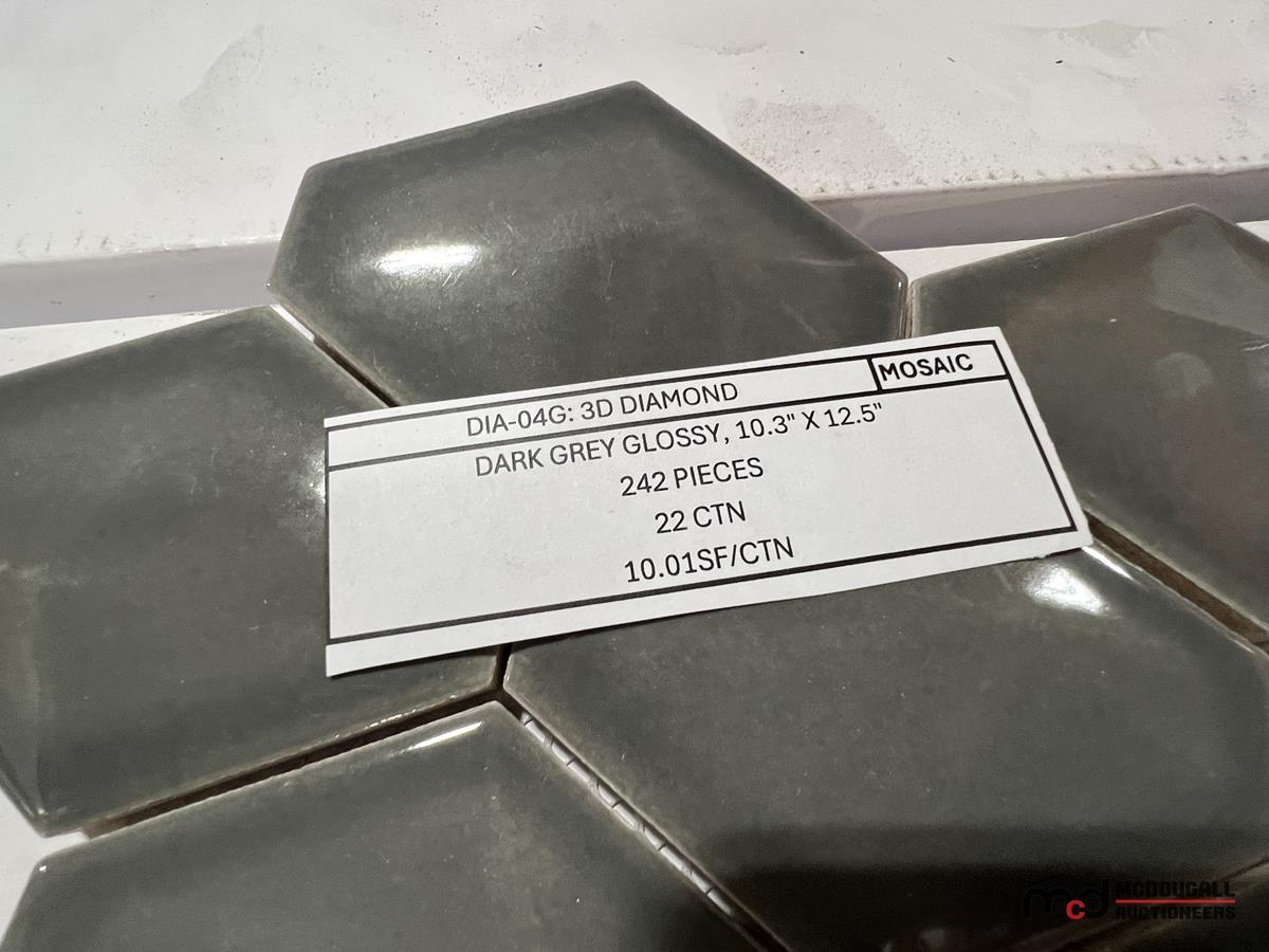 Geoscapes Diamondback Dark Grey Glossy Mosaic Tile