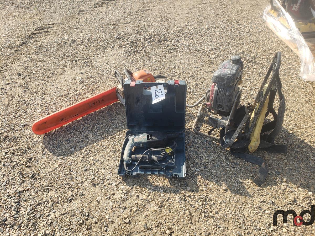 Bosch Drill, STIHL Chainsaw and Concrete Cement Vibratory Backpack