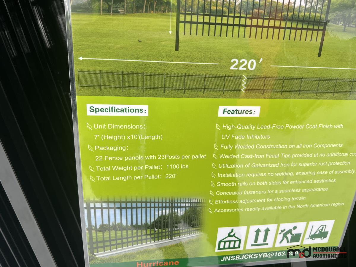(22) Panels of Hurricane F10 Iron Fencing (10'L x 7'H)