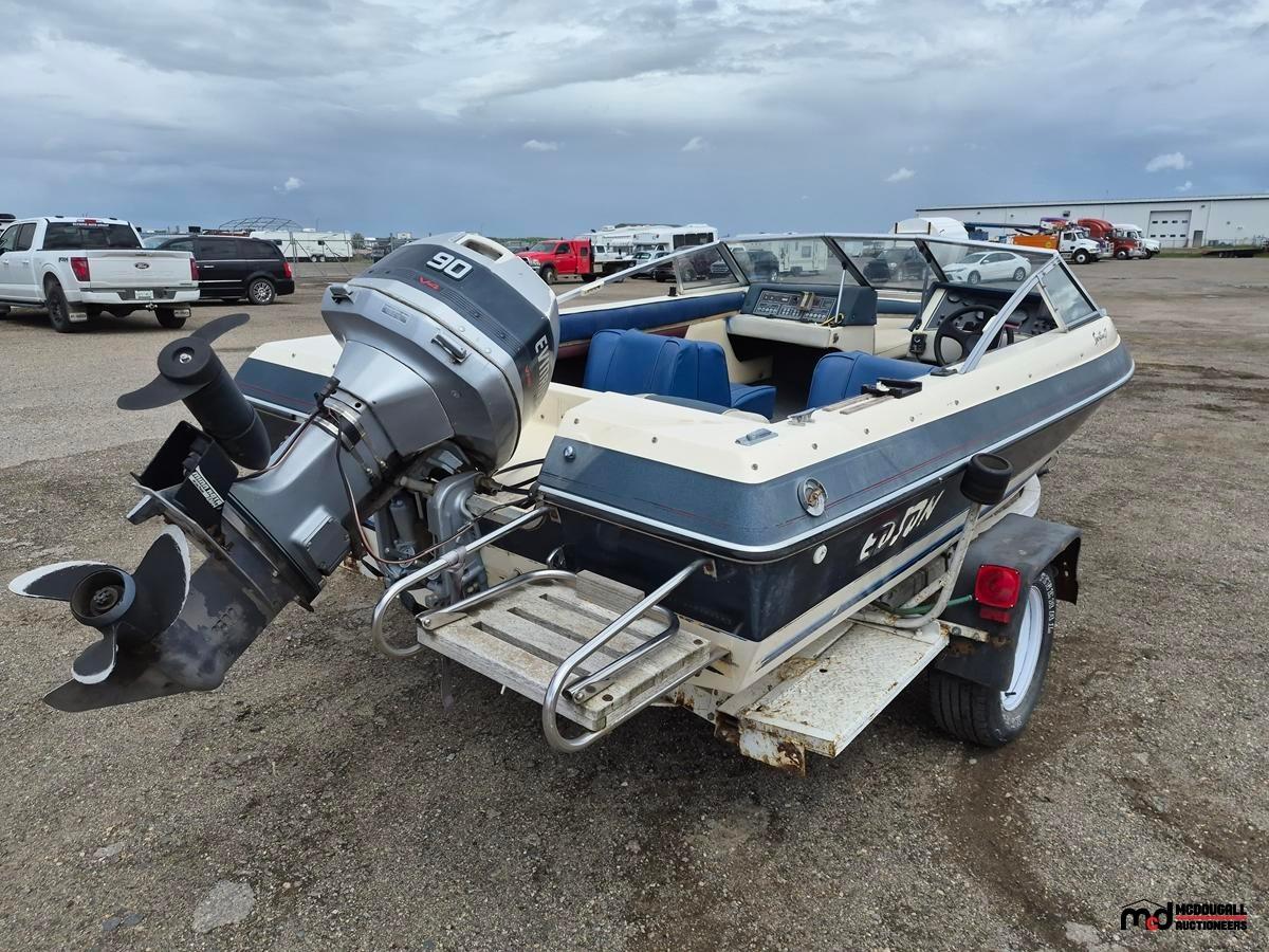 1987 Edson SportFire GT Boat w/ Evinrude VRO Motor & 1975 S/A Boat Trailer