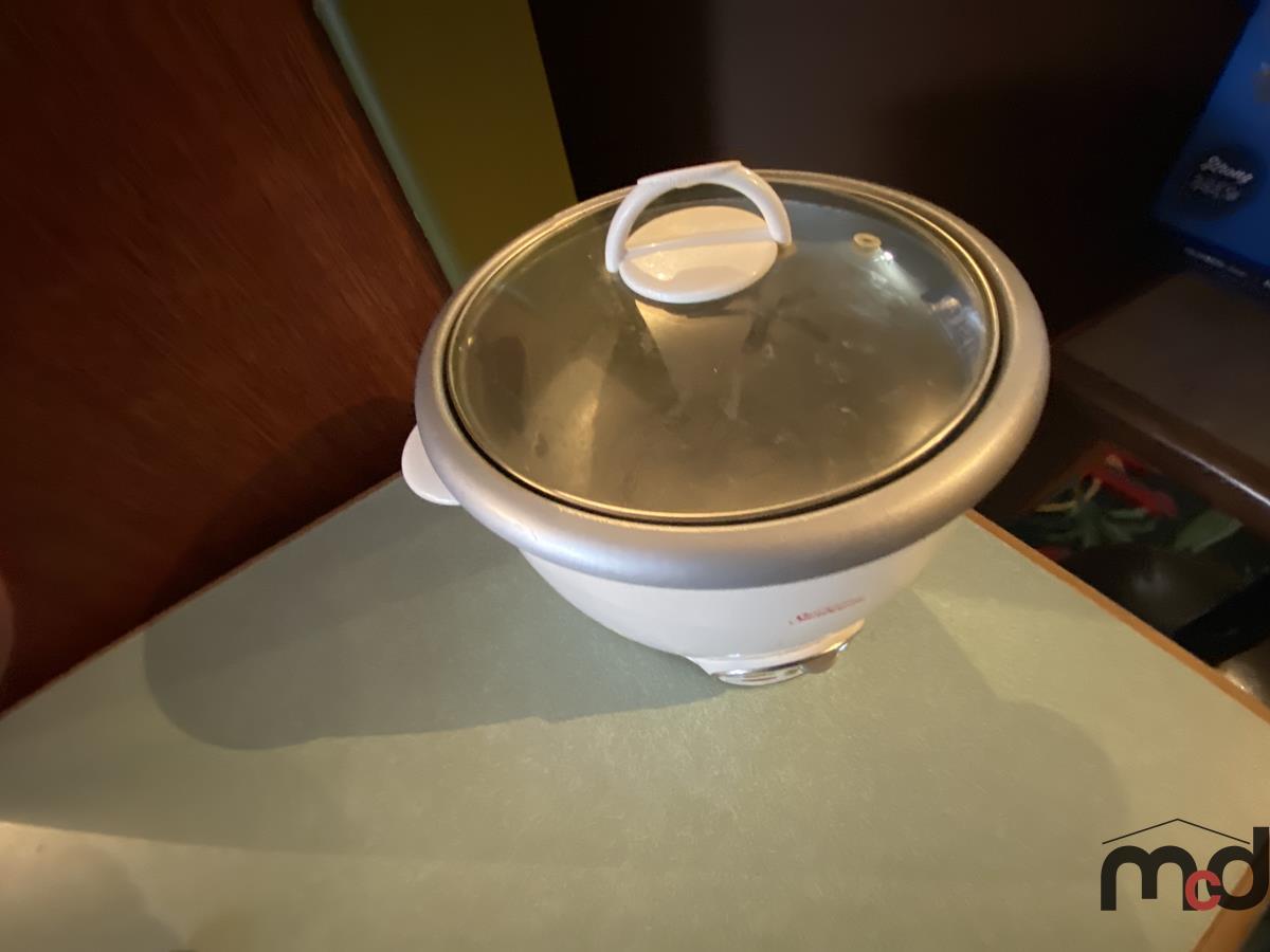 Misc. Inserts, Jam Caddies, (2) Rice Cookers, Plates and Small Cast Iron