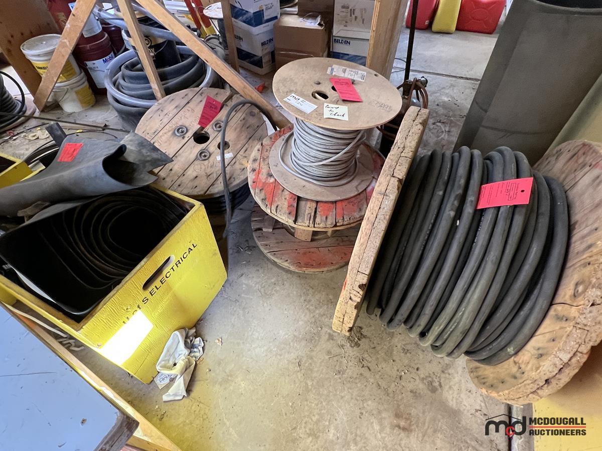 Assorted Spools of Electrical Wire & Assorted Rubber