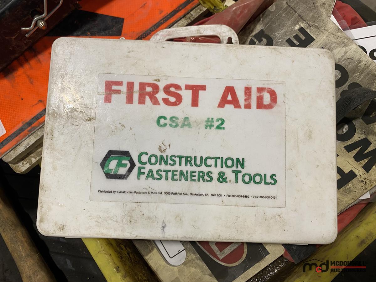 Pallet of Spill Trays, Signs, Hitch & More