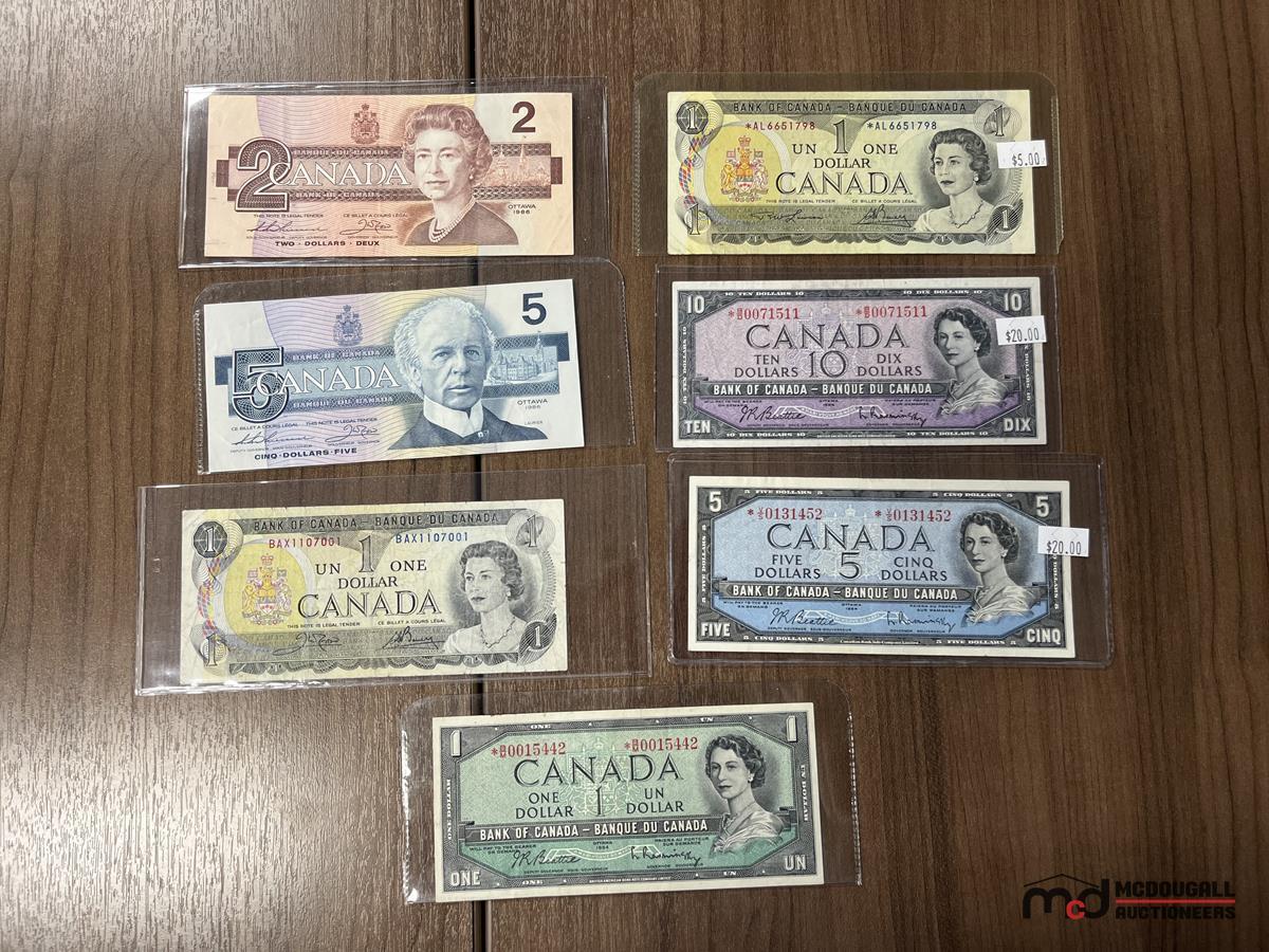 Bank of Canada (7) Different Replacement Banknotes