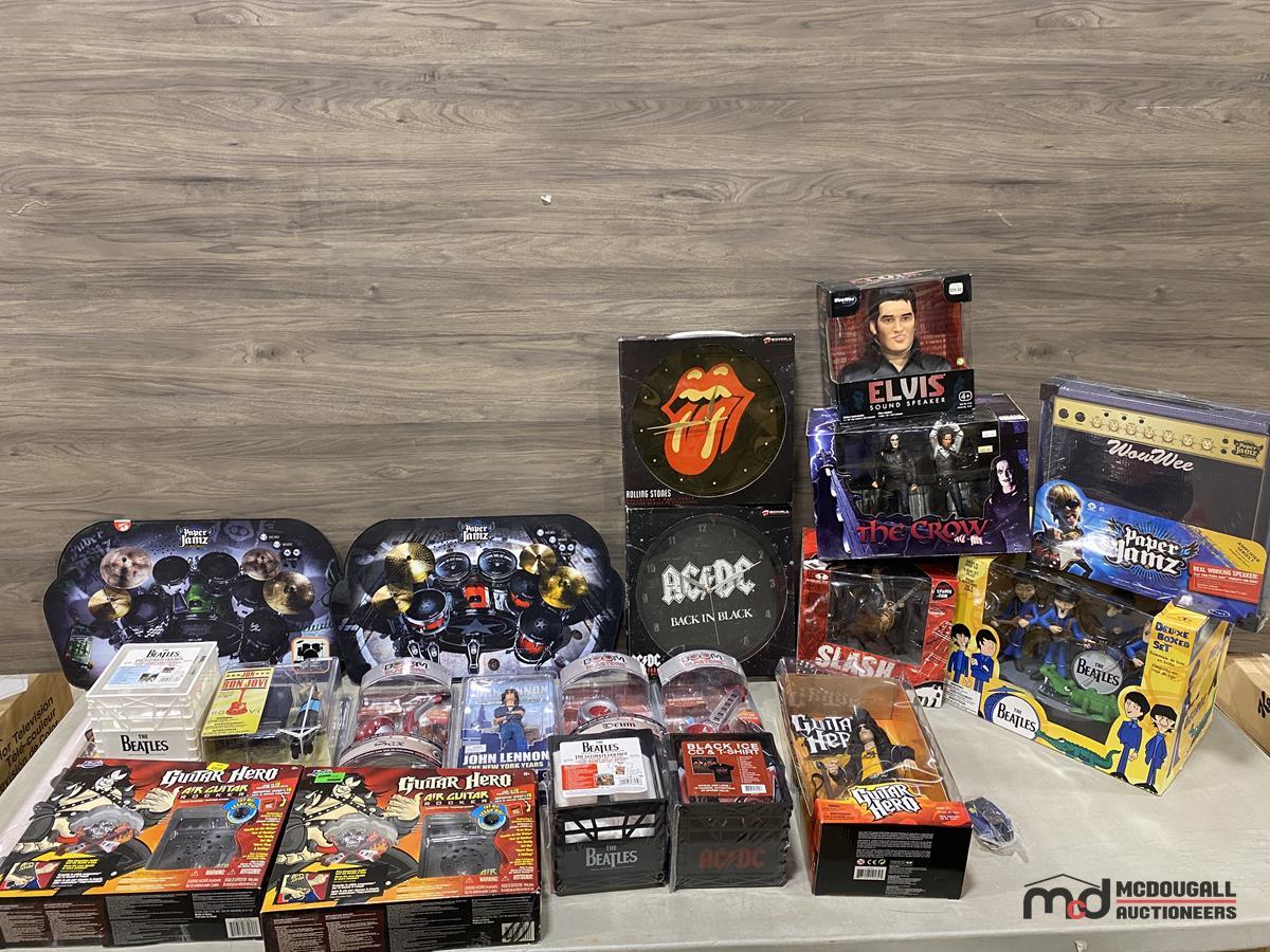 Box of Guitar Hero Stuff, The Crow Figure Set & Misc.