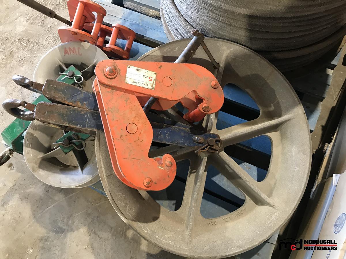 Large Rope Spool, 5-Ten Beam Clamp, Sheave & Vertical Beam Clamp