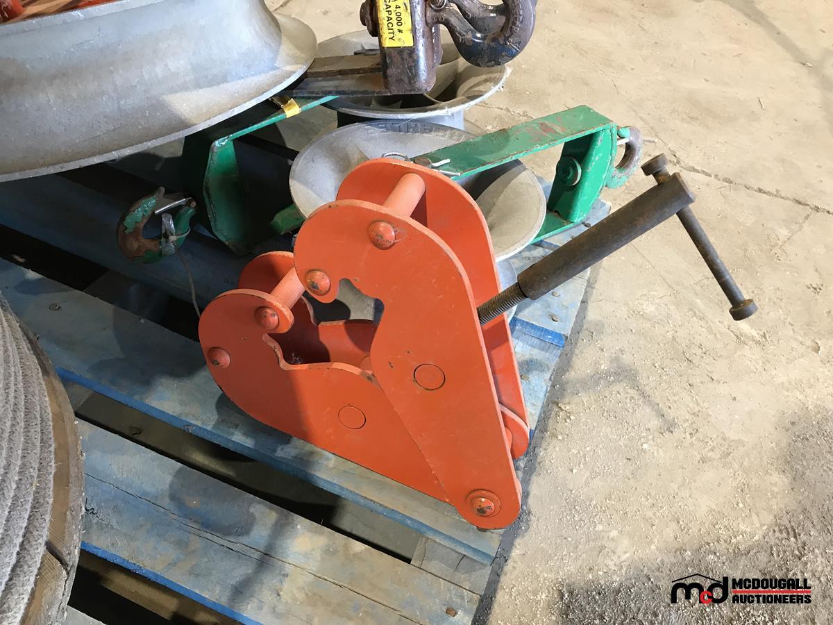 Large Rope Spool, 5-Ten Beam Clamp, Sheave & Vertical Beam Clamp