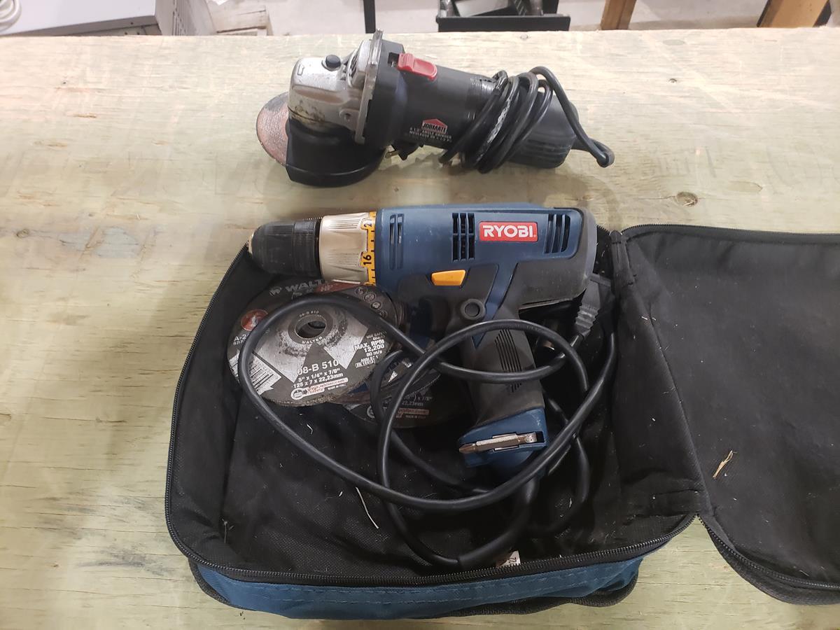 Ryobi Drill and Jobmate Grinder