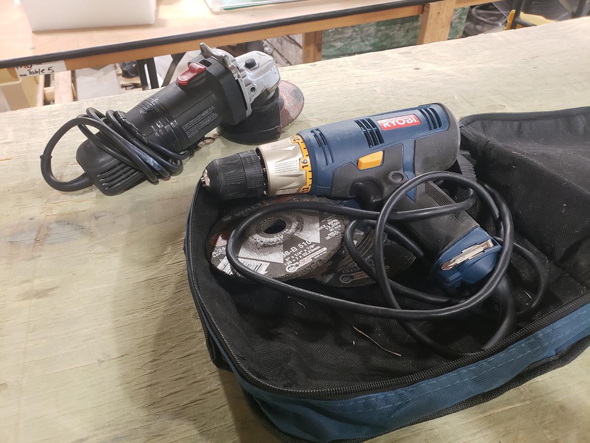 Ryobi Drill and Jobmate Grinder