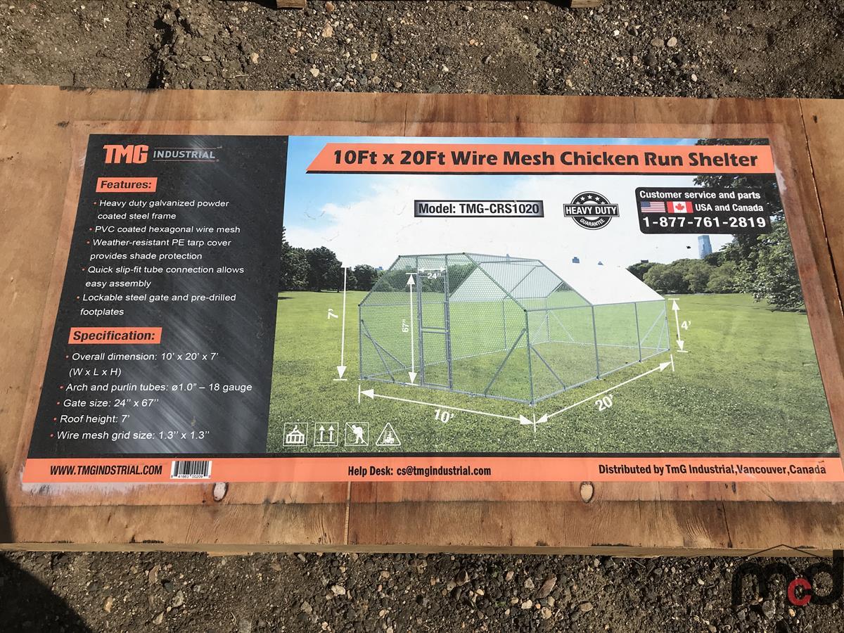 TMG Industrial 10' x 20' Wire Mesh Chicken Run Shelter Coop