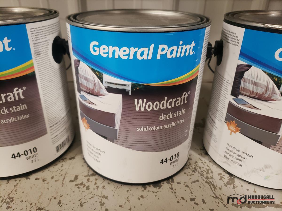 (4) Cans of General Paint Woodcraft Solid Colour Acrylic Deck Stain ...