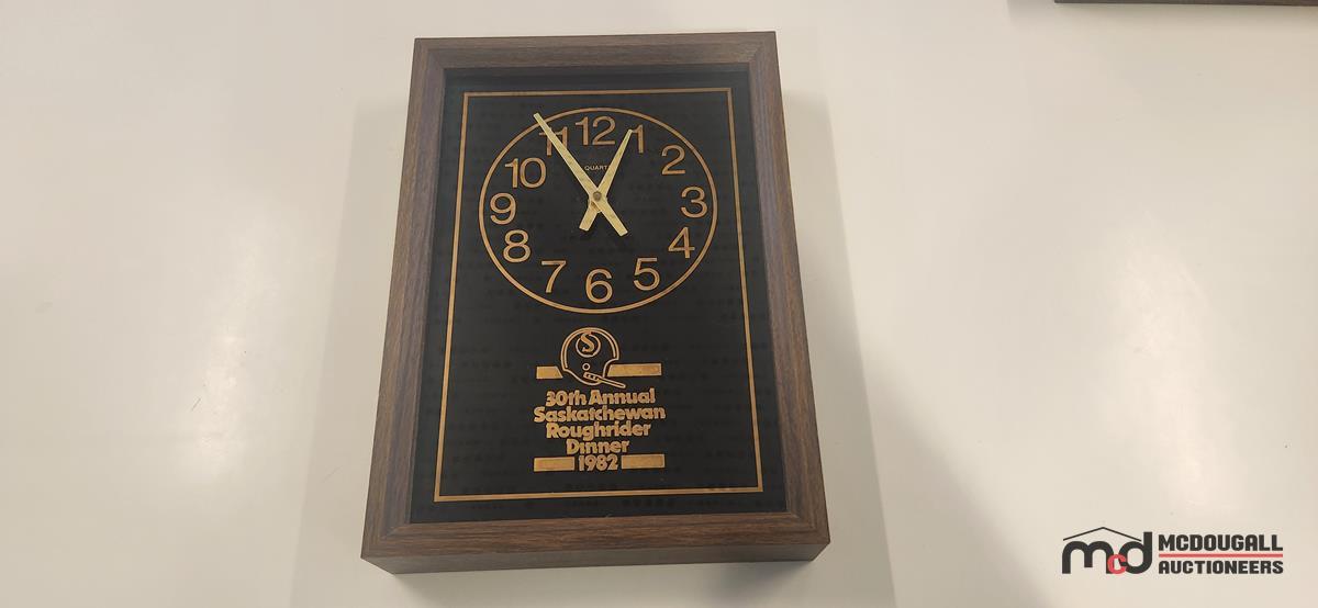 30th Annual Saskatchewan Roughriders Dinner 1982 Clock