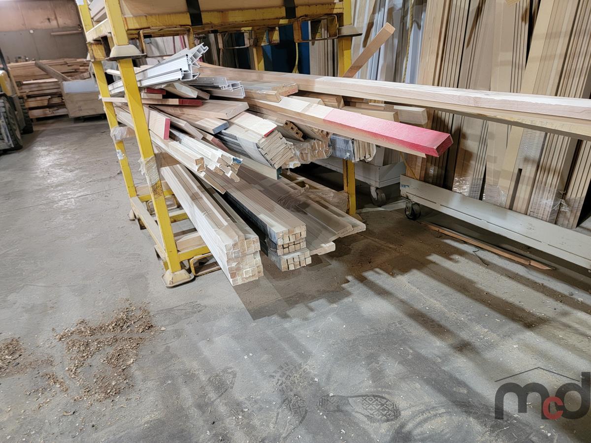 (1) Yellow Stackable Rack with Assorted Wood & Mouldings