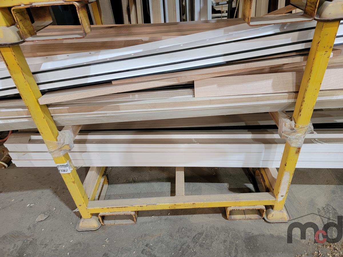 (1) Yellow Stackable Rack with Assorted Wood & Mouldings