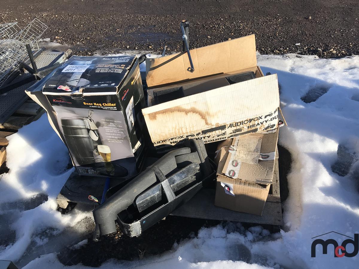 Pallet w/ Sweeper Parts & Other Items