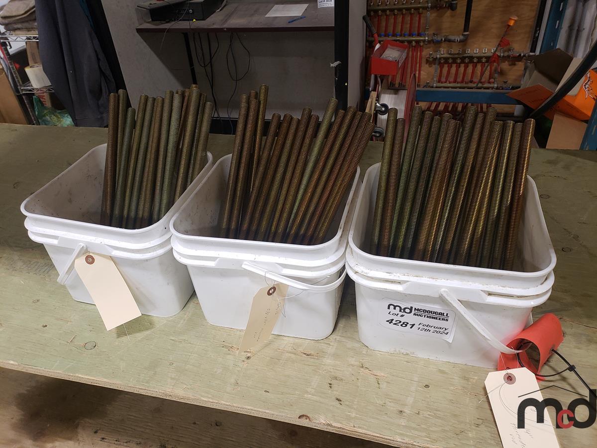 (3) Bins of 5/8 x 14'' Threaded Rods