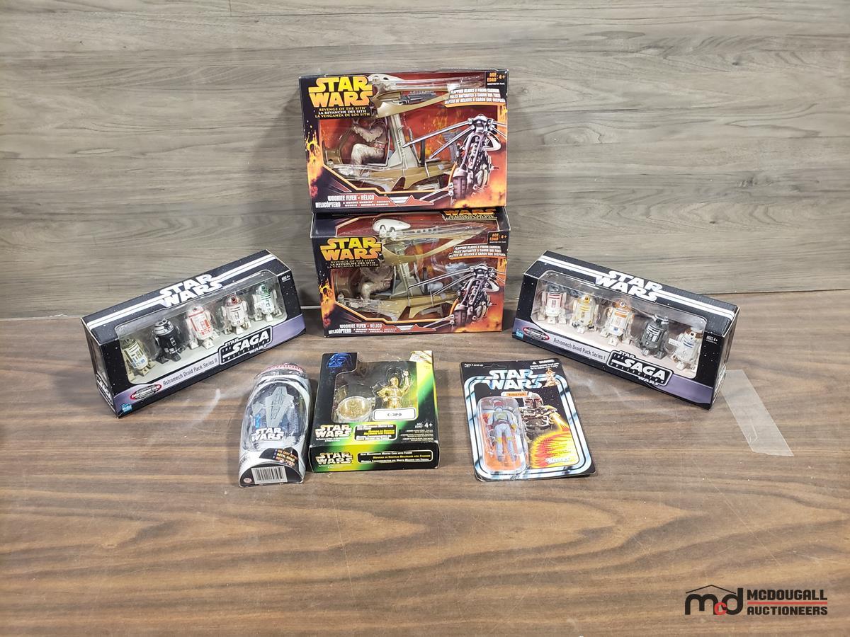Box w/ Star Wars Wookie Flyer, Astromech Droids & Misc.