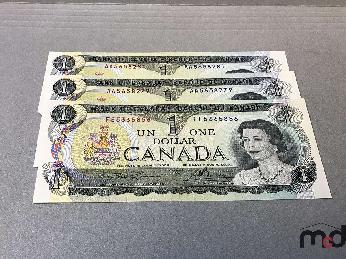 1973 Bank of Canada (3) Crisp Uncirculated Lawson/Bouey (2) Letter ...