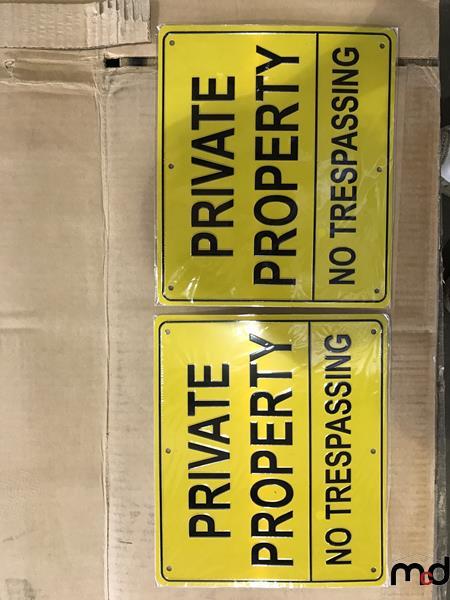 (2) Unused Private Property No Trespassing Aluminum Signs