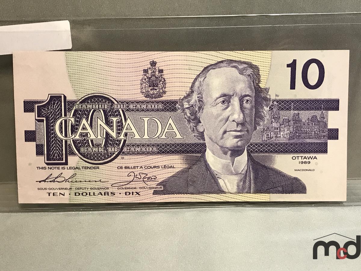 1989 Bank of Canada $10 "X" Replacement Crisp Uncirculated Bank Note