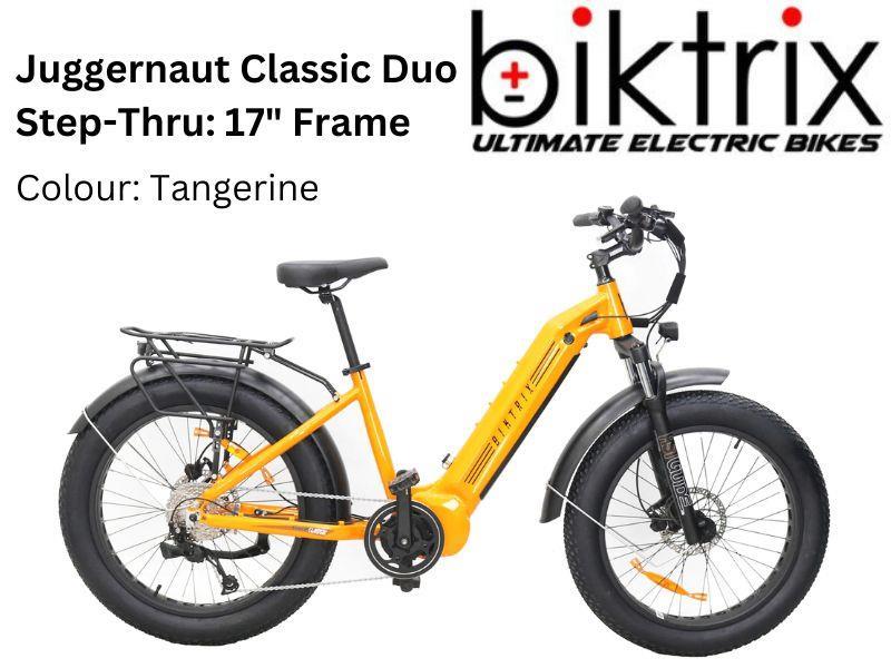 Juggernaut Classic Duo Step-Thru Electric Bike (Tangerine 17" Frame ...