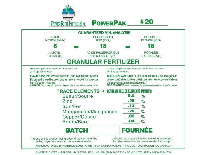 10,000 lbs of PowerPak Granular Starter Fertilizer with Micros from ...