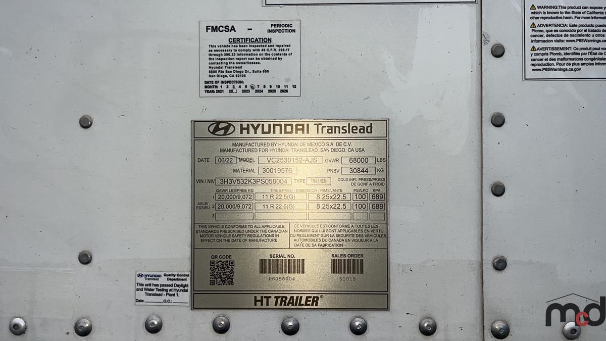 2023 Hyundai Translead 53' T/A Van Trailer