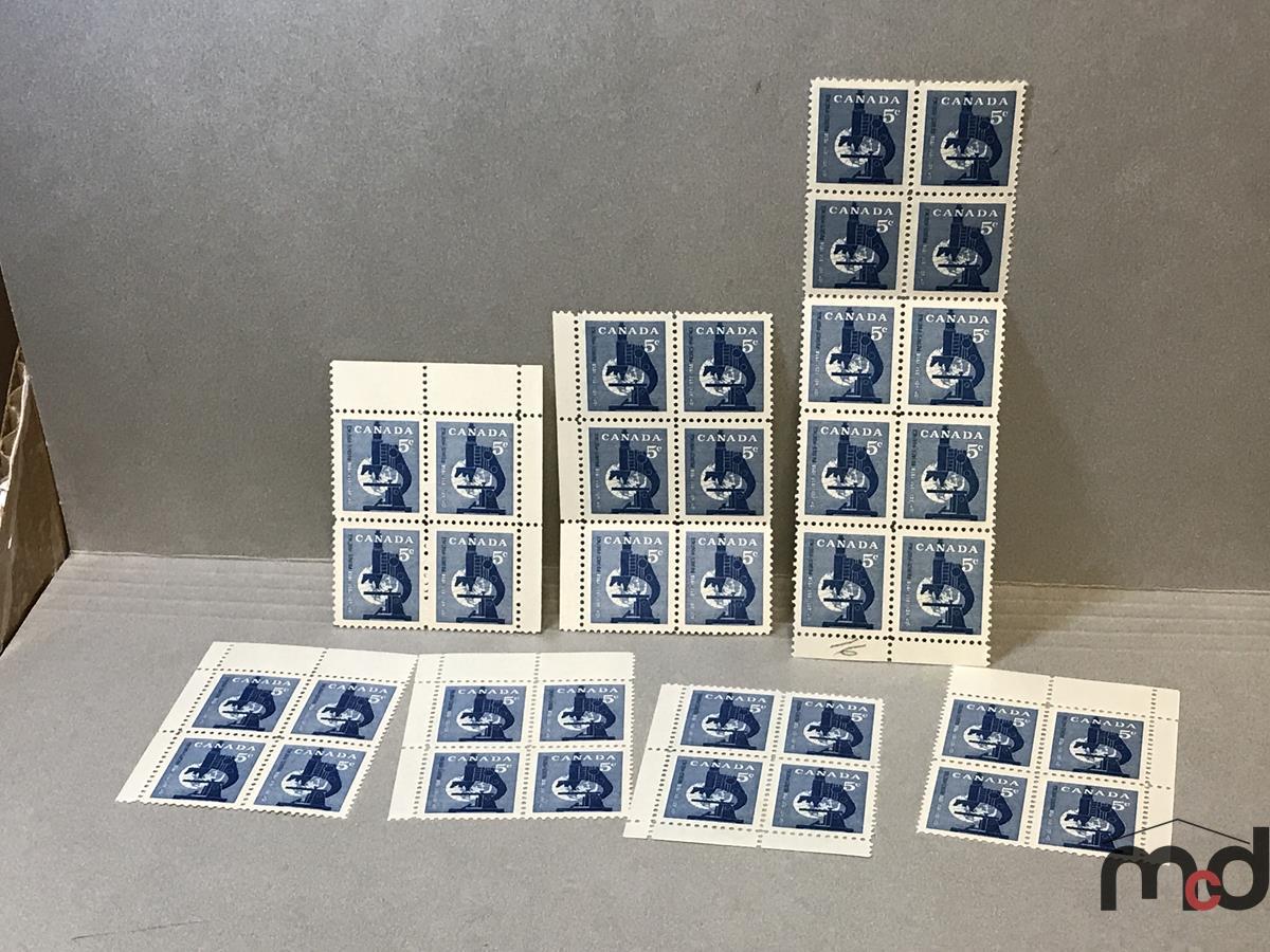 1958 Canada Post Mint Never Hinged Partial Pane of (36) Stamps in (7 ...